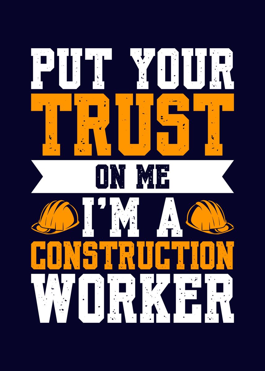 'Funny Construction Worker' Poster, picture, metal print, paint by ...