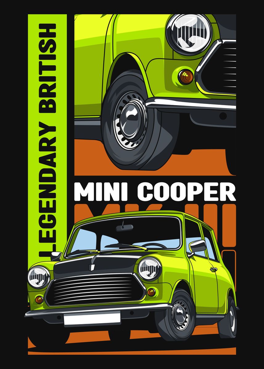 'Iconic British Mini Car' Poster, picture, metal print, paint by Berkah ...