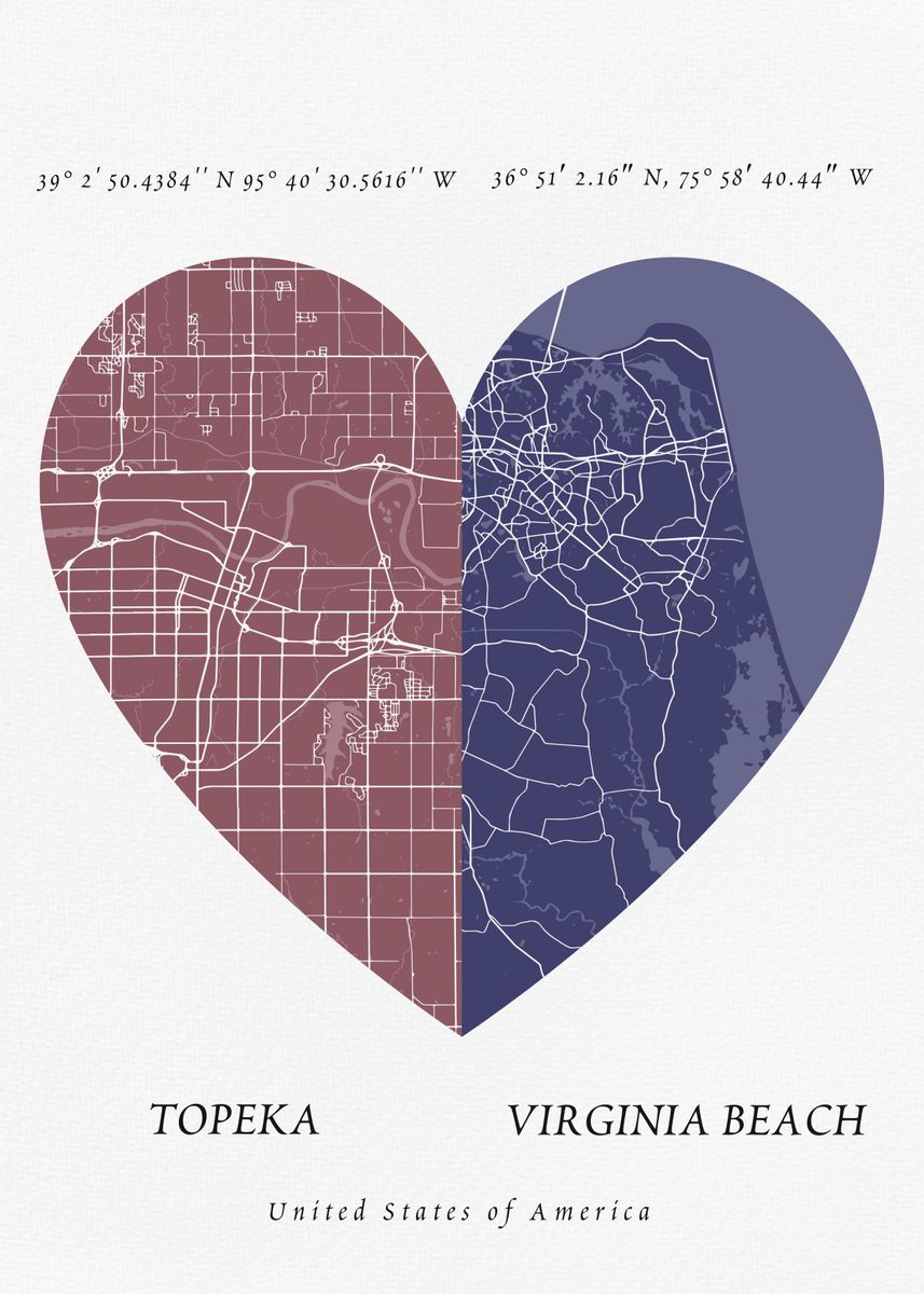 'Virginia Beach And Topeka' Poster, picture, metal print, paint by ...