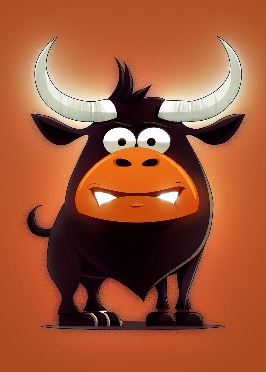 'cute cartoon bull' Poster, picture, metal print, paint by Demon Slayer ...