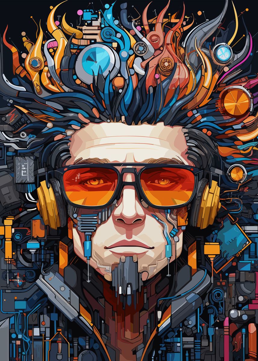 'Man face' Poster, picture, metal print, paint by Elder | Displate