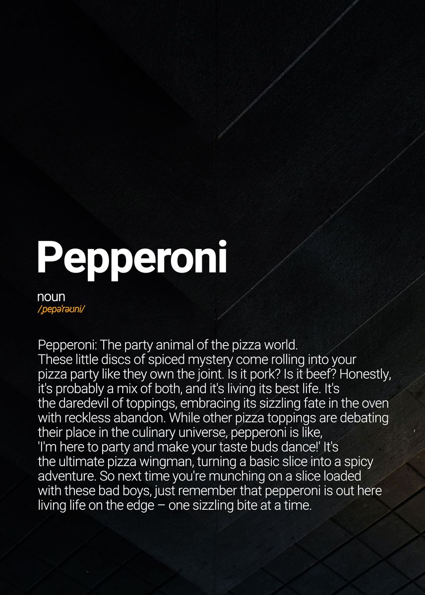 'Pepperoni' Poster, picture, metal print, paint by Mr Penguin | Displate