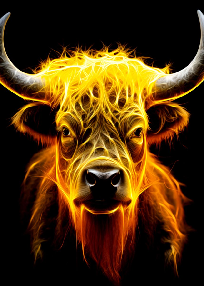 'Bull' Poster, picture, metal print, paint by minh doan | Displate