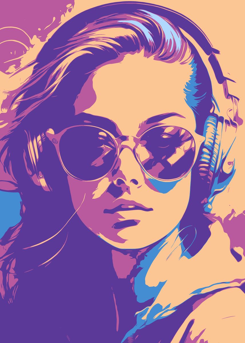 'Girl Music' Poster, picture, metal print, paint by Kamelyon | Displate