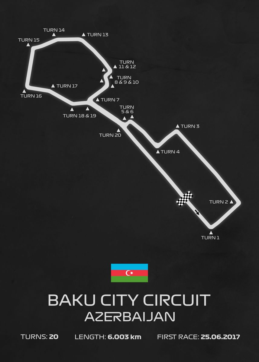 'F1 Track Baku' Poster, picture, metal print, paint by MightyMoitzbert ...