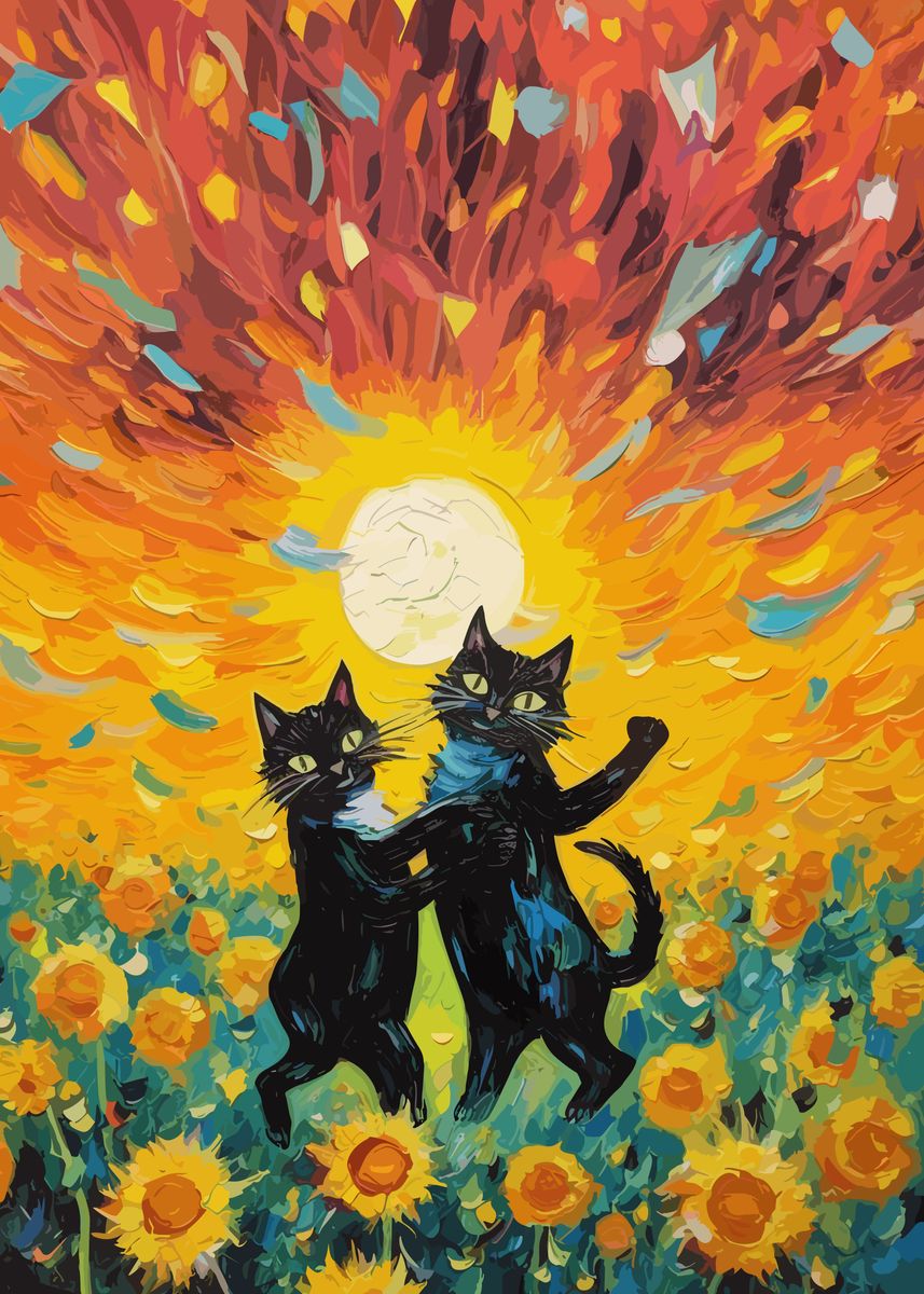 'Cat Style Van Gogh' Poster, picture, metal print, paint by Yllar Obito ...
