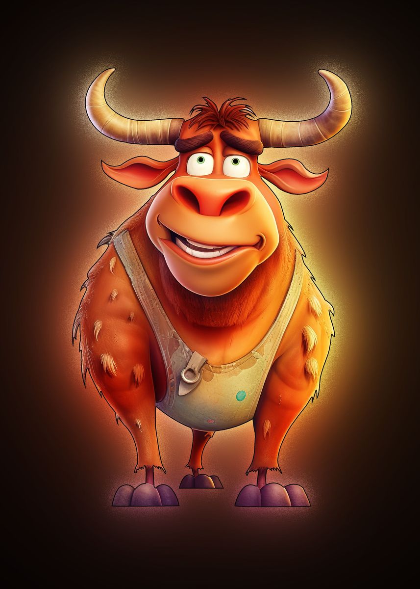 'cute cartoon bull' Poster, picture, metal print, paint by Demon Slayer ...