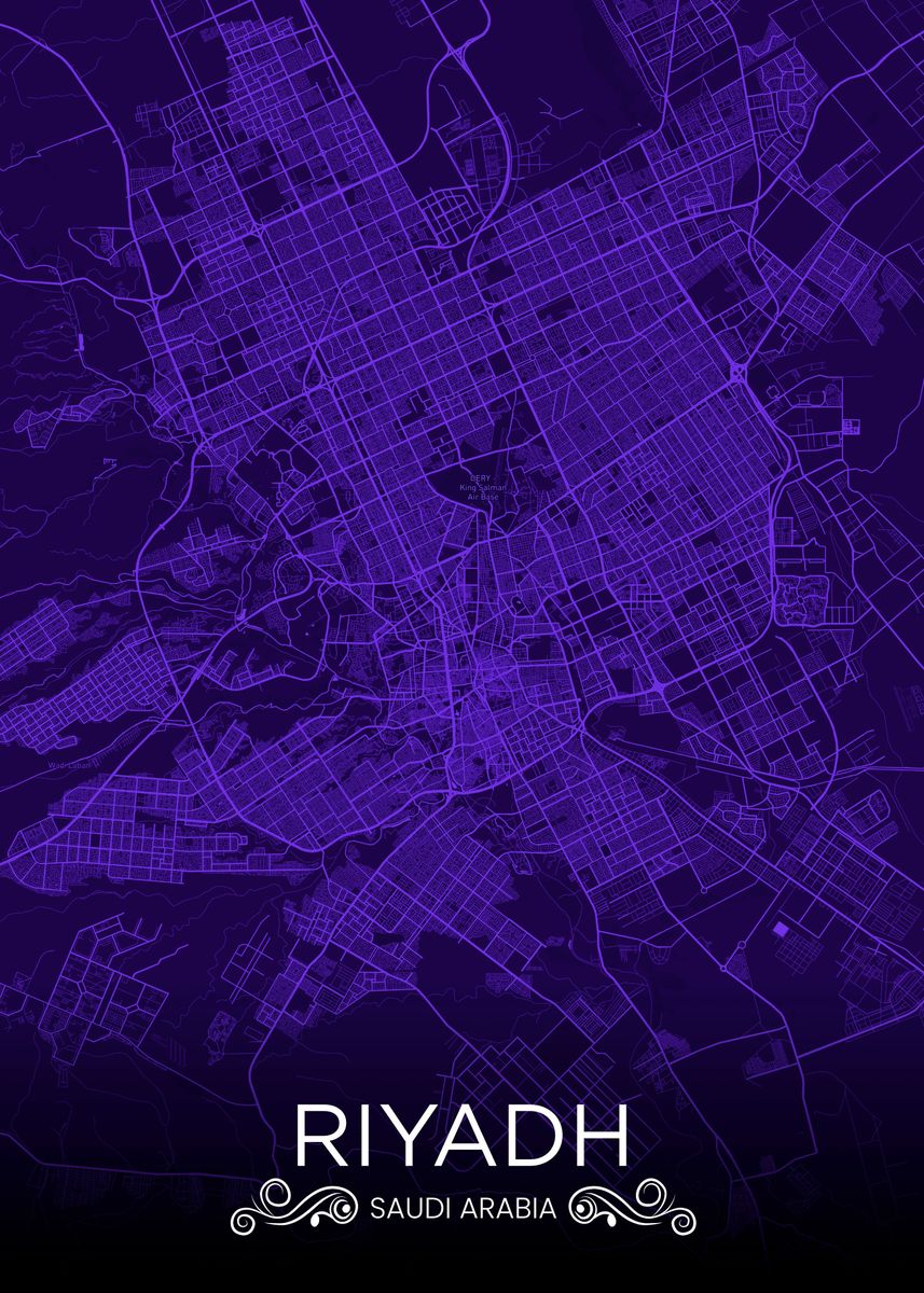 'Riyadh City Map' Poster by Hendri Createupstudio | Displate