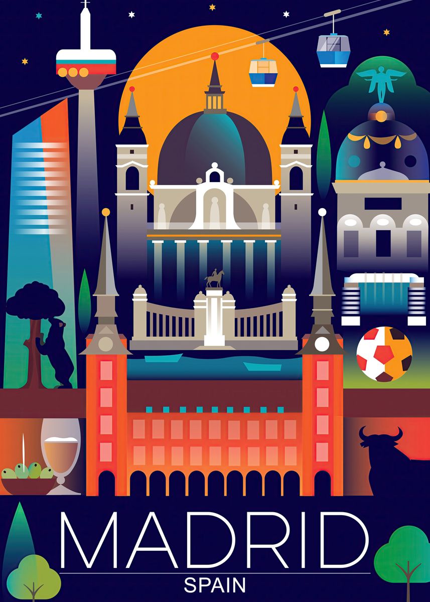 'Madrid spain Travel Art' Poster, picture, metal print, paint by gani ...