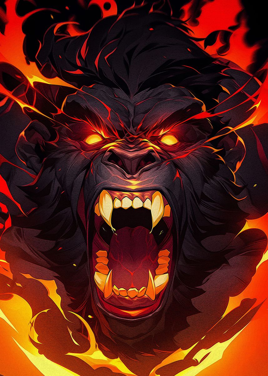 'Apish rage' Poster, picture, metal print, paint by EKIM | Displate