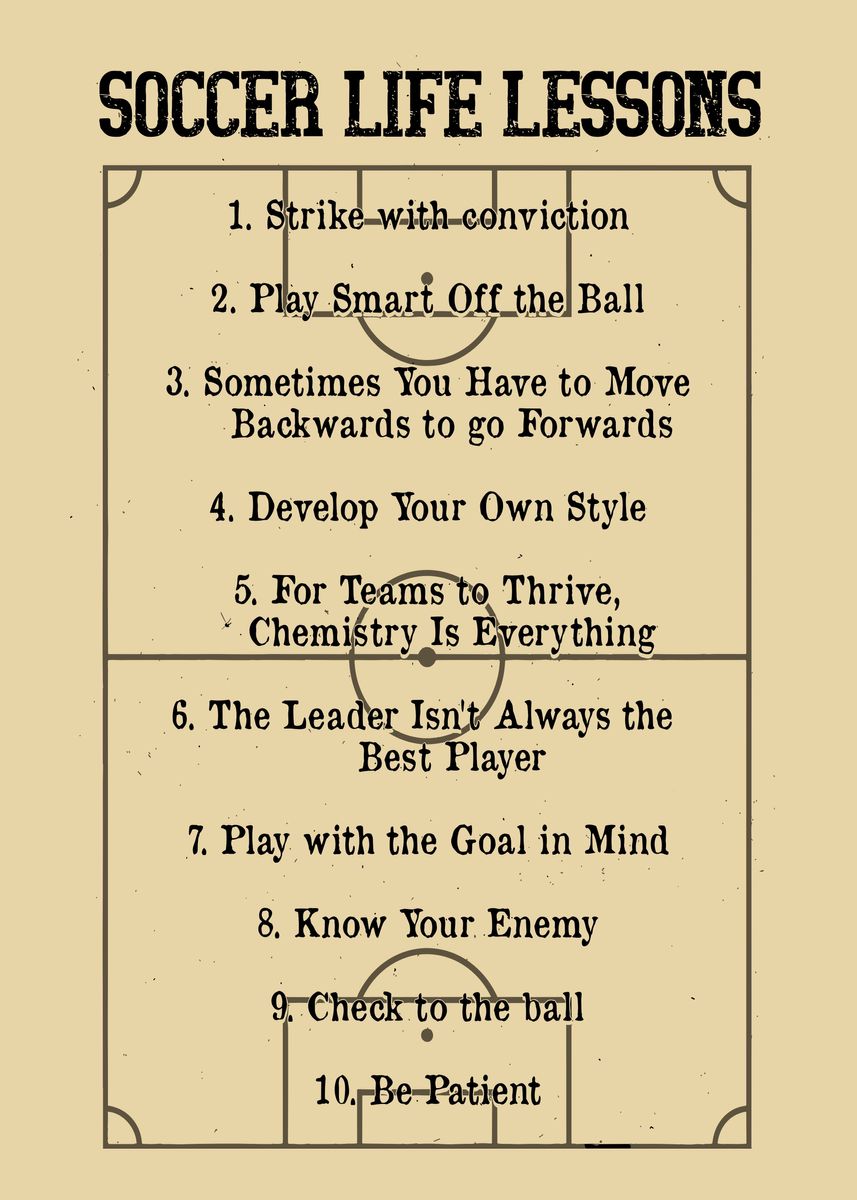 'Soccer life lessons quote' Poster by Lech Tristen | Displate