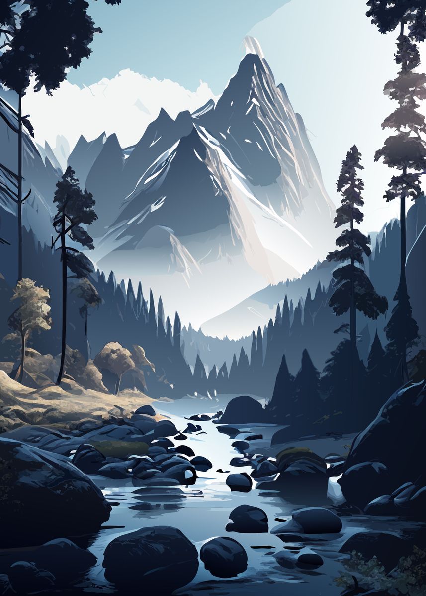 'Grey Mountain ' Poster, picture, metal print, paint by crbn design ...