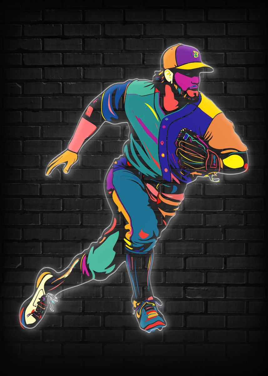 'Baseball player' Poster, picture, metal print, paint by Anderson Felix ...