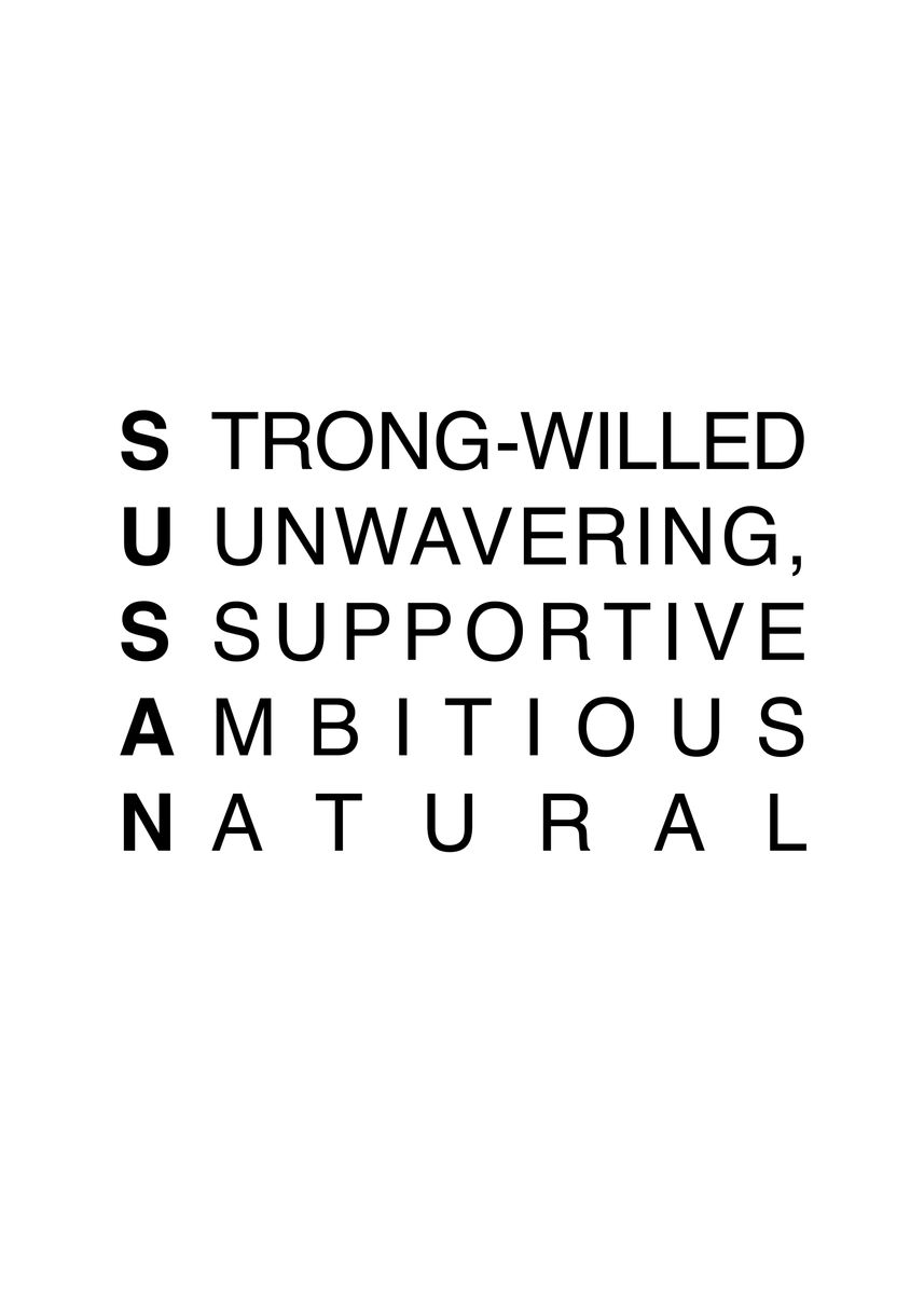 'SUSAN' Poster by MINIMAL QUOTES | Displate