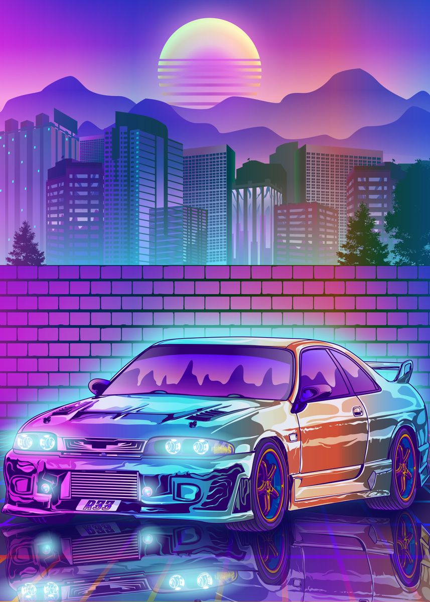 'Skyline Gtr R33 cyber 911' Poster, picture, metal print, paint by ...