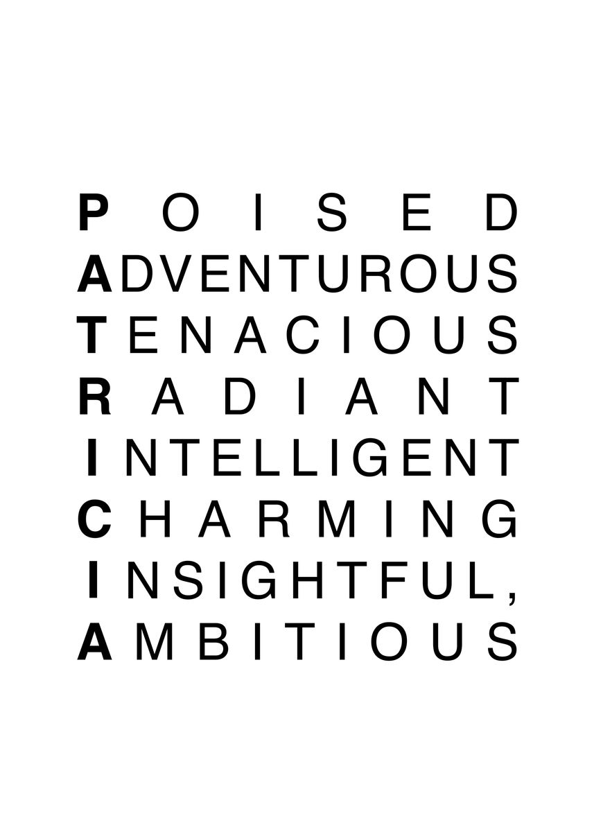 'PATRICIA' Poster by MINIMAL QUOTES | Displate