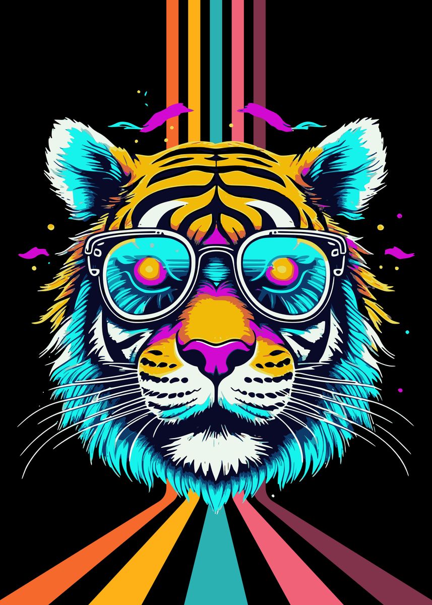 'TIGER GLASSES' Poster, picture, metal print, paint by Atomic Chinook ...