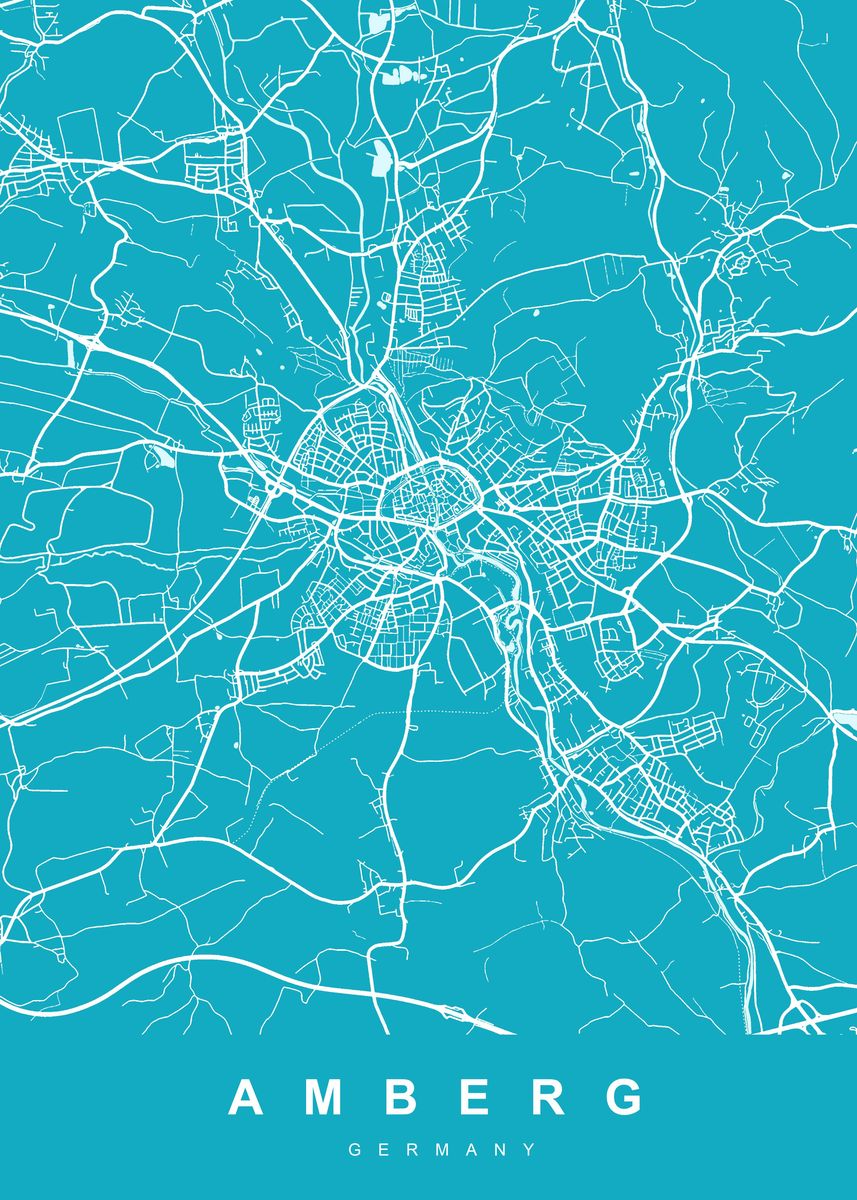'MAP AMBERG GERMANY' Poster, picture, metal print, paint by UrbanMaps ...