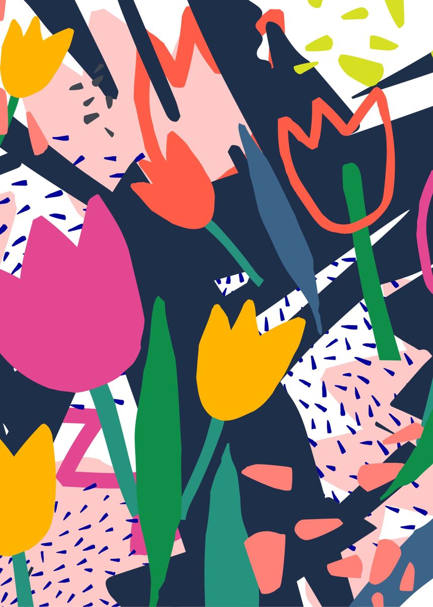 'Floral Scribble Background' Poster, picture, metal print, paint by ...