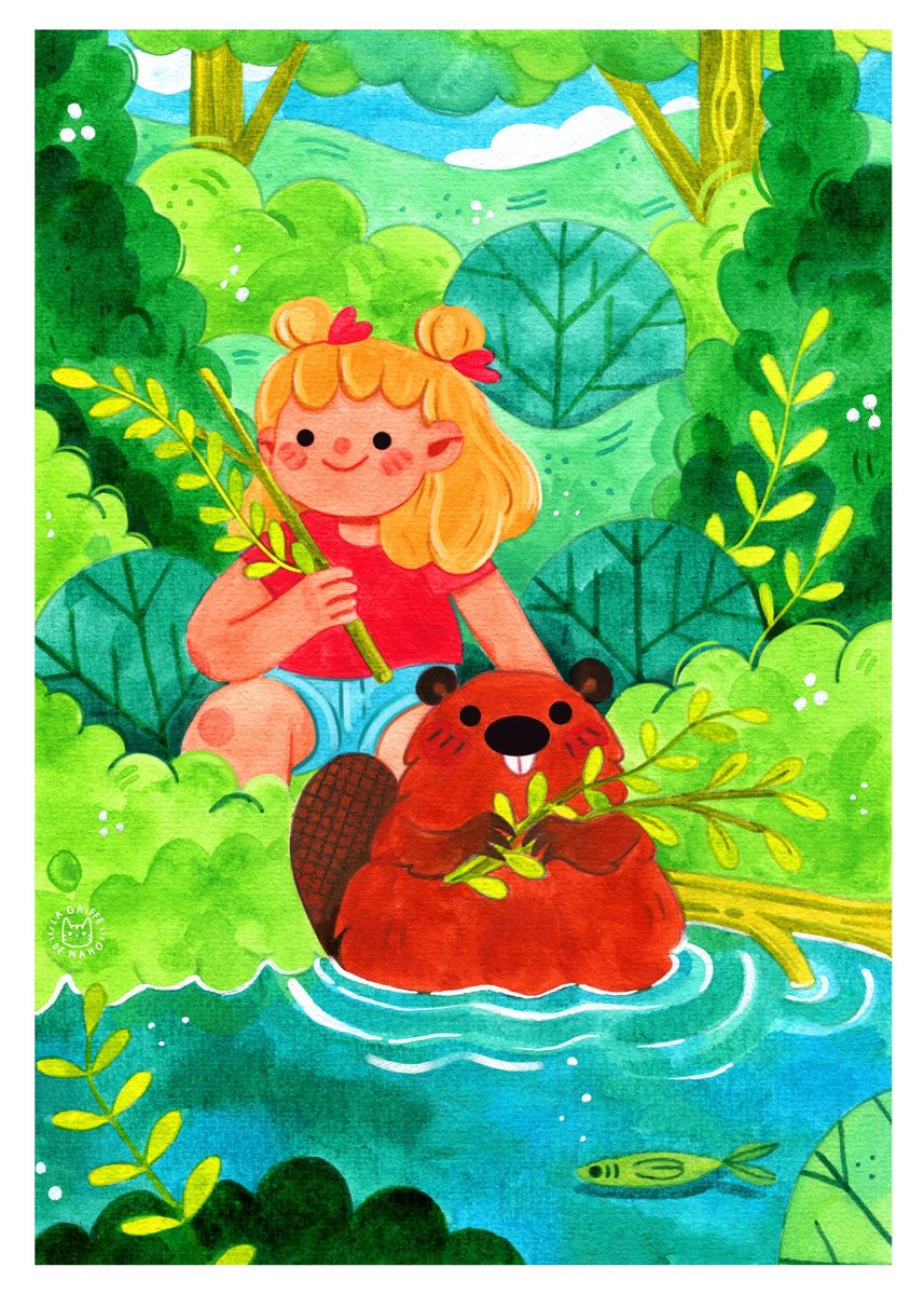 'The Beaver' Poster, picture, metal print, paint by LaGriffedeMaho Clémence Guillemaud | Displate