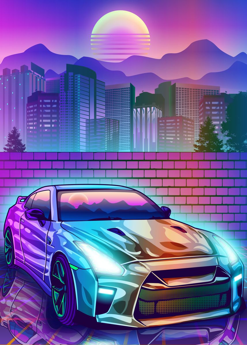 'Skyline Gtr R35 cyberpunk' Poster, picture, metal print, paint by ...