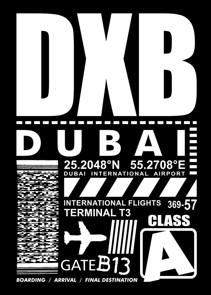 'Dubai Airport DXB' Poster, picture, metal print, paint by ALMA Studio ...