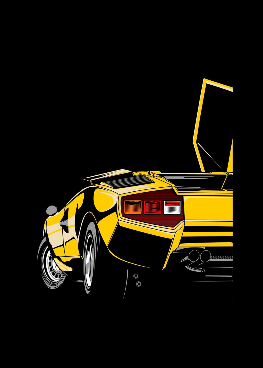 'Yellow Super Racing Car' Poster, picture, metal print, paint by ...