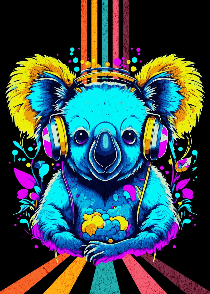 'KOALA BEAR DJ' Poster, picture, metal print, paint by Atomic Chinook ...
