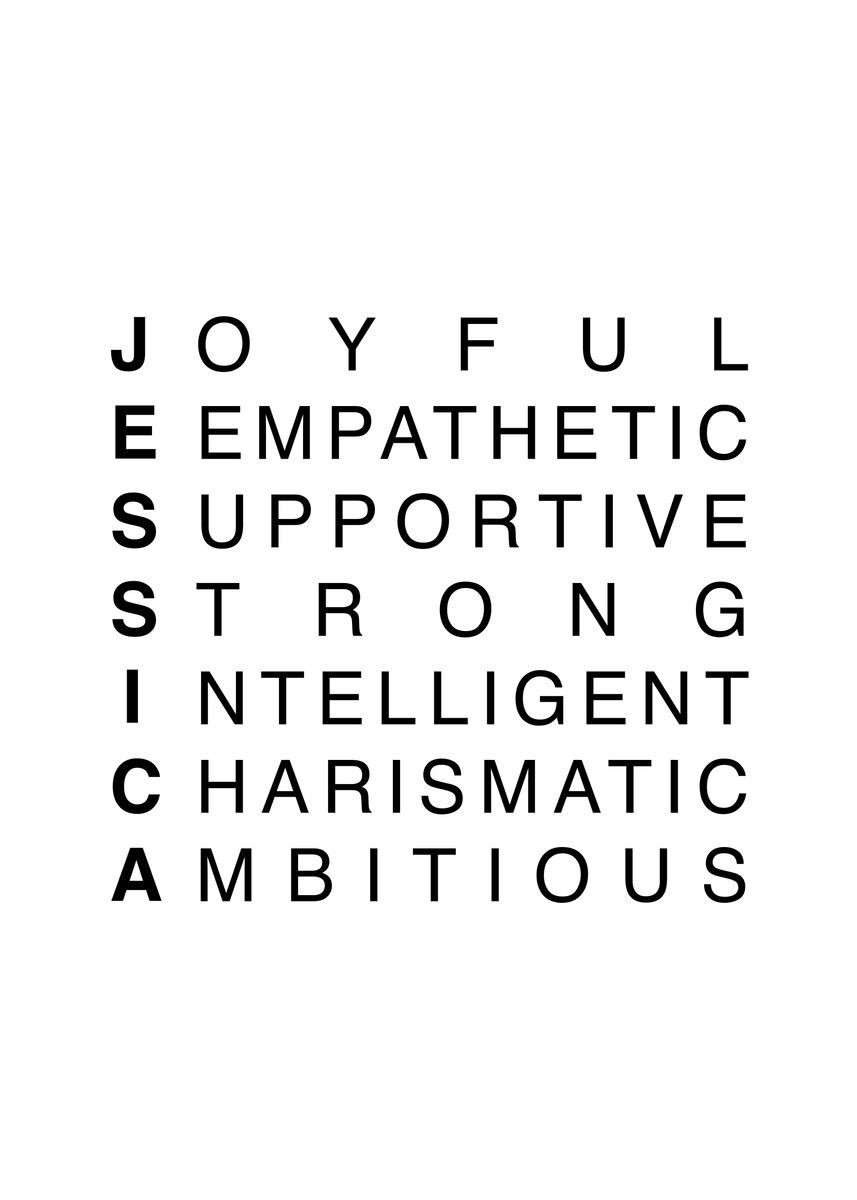 'JESSICA' Poster, picture, metal print, paint by MINIMAL QUOTES | Displate