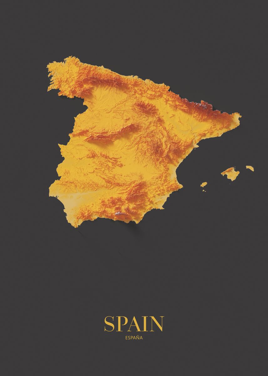 'Spain Map' Poster, picture, metal print, paint by Posterium Wall Art ...