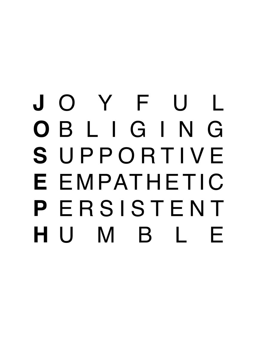 'JOSEPH' Poster by MINIMAL QUOTES | Displate