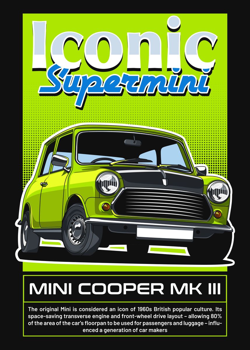 'Iconic British Mini Car' Poster, picture, metal print, paint by Berkah ...