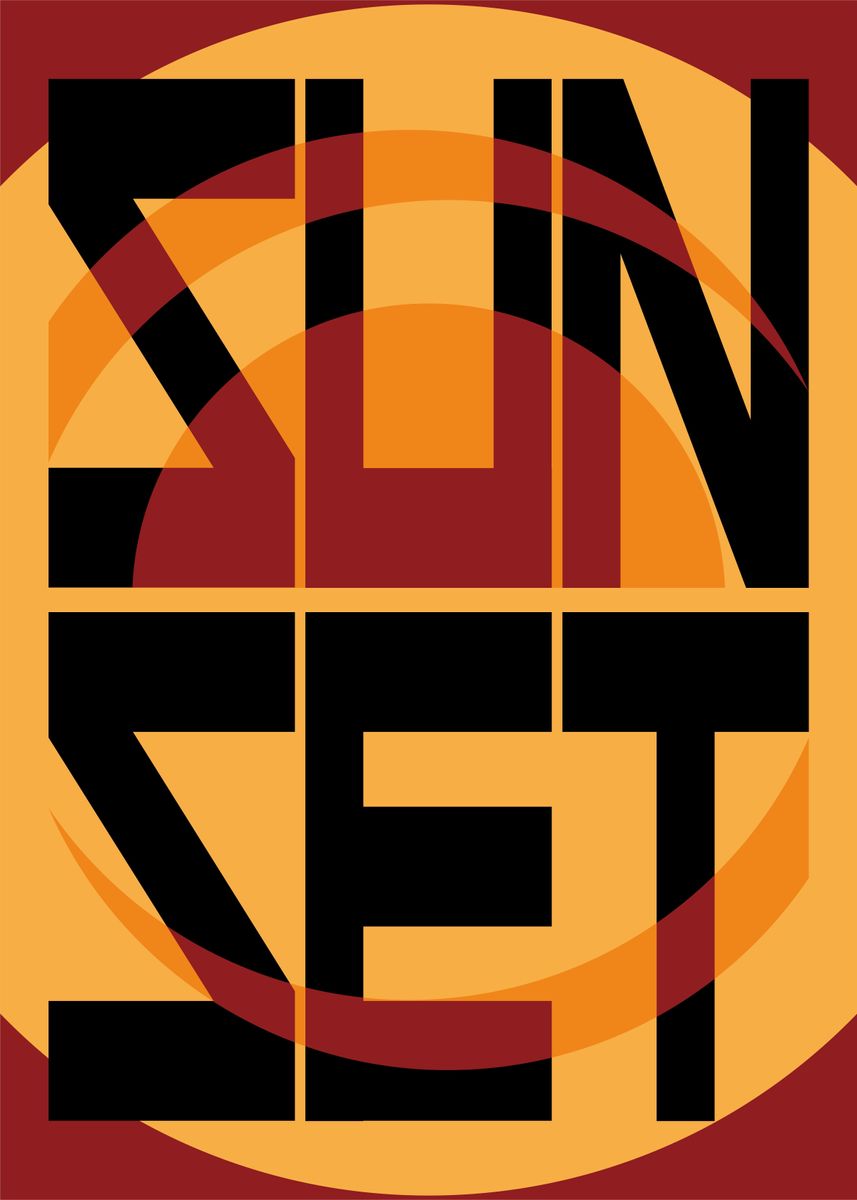 'SUNSET TEXT ART ' Poster, picture, metal print, paint by Taufan ...