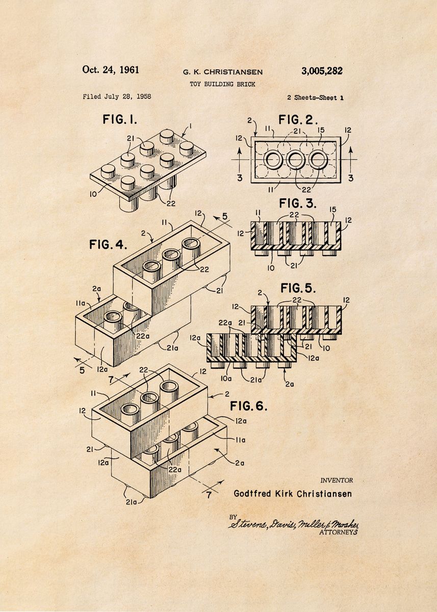 'Lego Blueprint' Poster, picture, metal print, paint by Posterium Wall ...