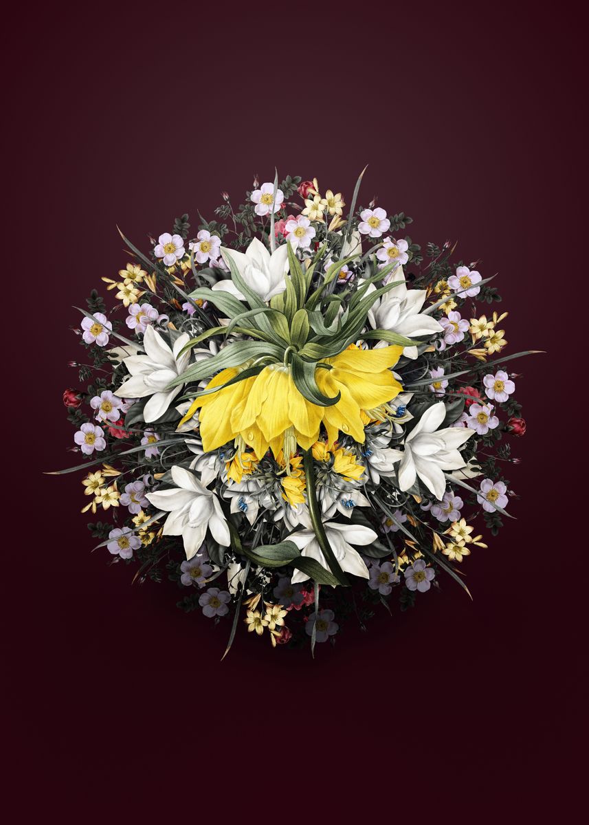 'Kaiser Crown Flower Wreath' Poster, picture, metal print, paint by ...