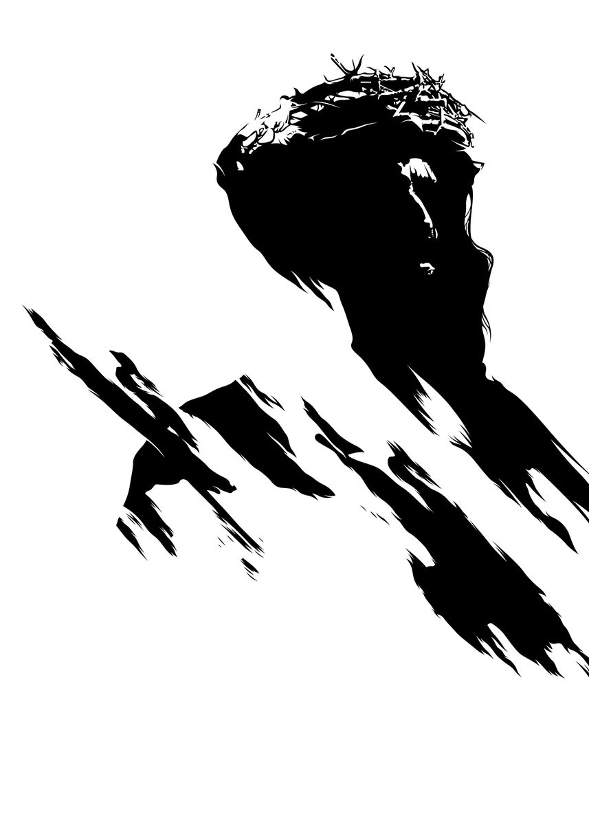 'Minimal Jesus Art Strokes' Poster, picture, metal print, paint by Team ...