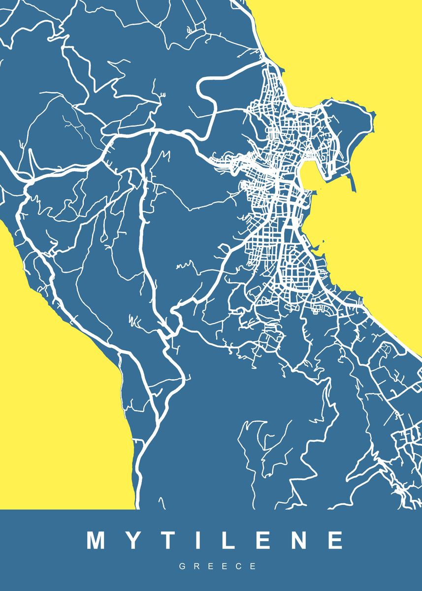 'MAP MYTILENE GREECE ' Poster by UrbanMaps | Displate