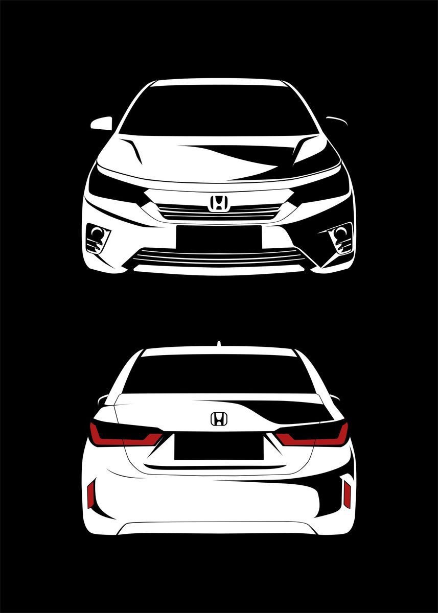 'Honda City silhouette' Poster, picture, metal print, paint by Asep ...
