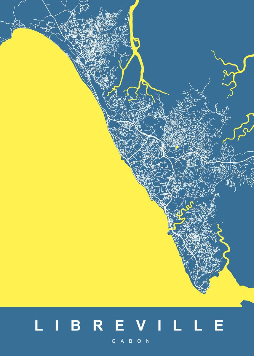 'MAP LIBREVILLE GABON ' Poster by UrbanMaps | Displate