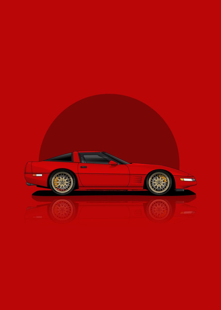 'Art Chevrolet Corvette C4' Poster by Dodi Firdaus | Displate