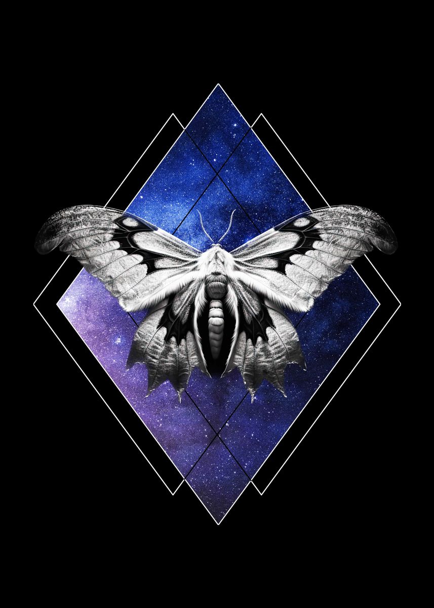 'Celestial Space Moth' Poster, picture, metal print, paint by ...