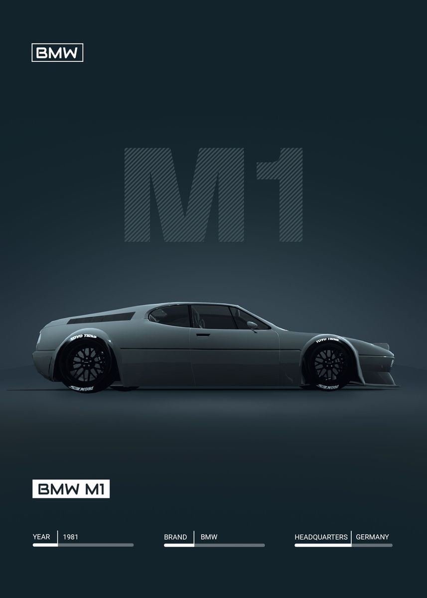 'BMW M1 1981' Poster, picture, metal print, paint by Basues | Displate