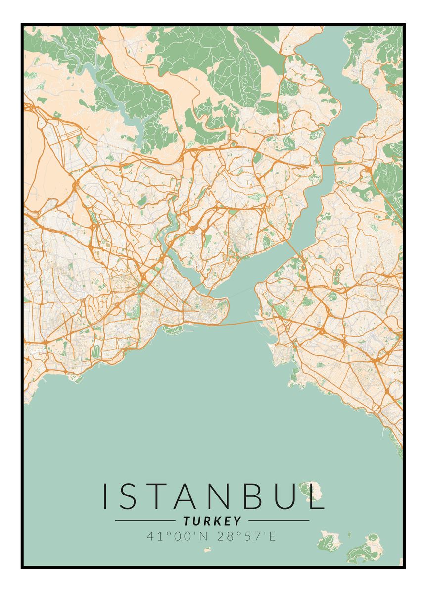 'Istanbul Map' Poster, picture, metal print, paint by Posterium Wall ...