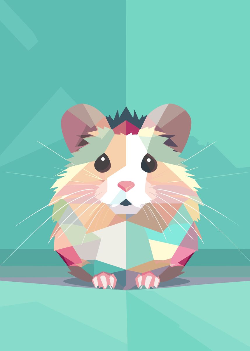 'Green and Pink Hamster' Poster, picture, metal print, paint by Wall ...