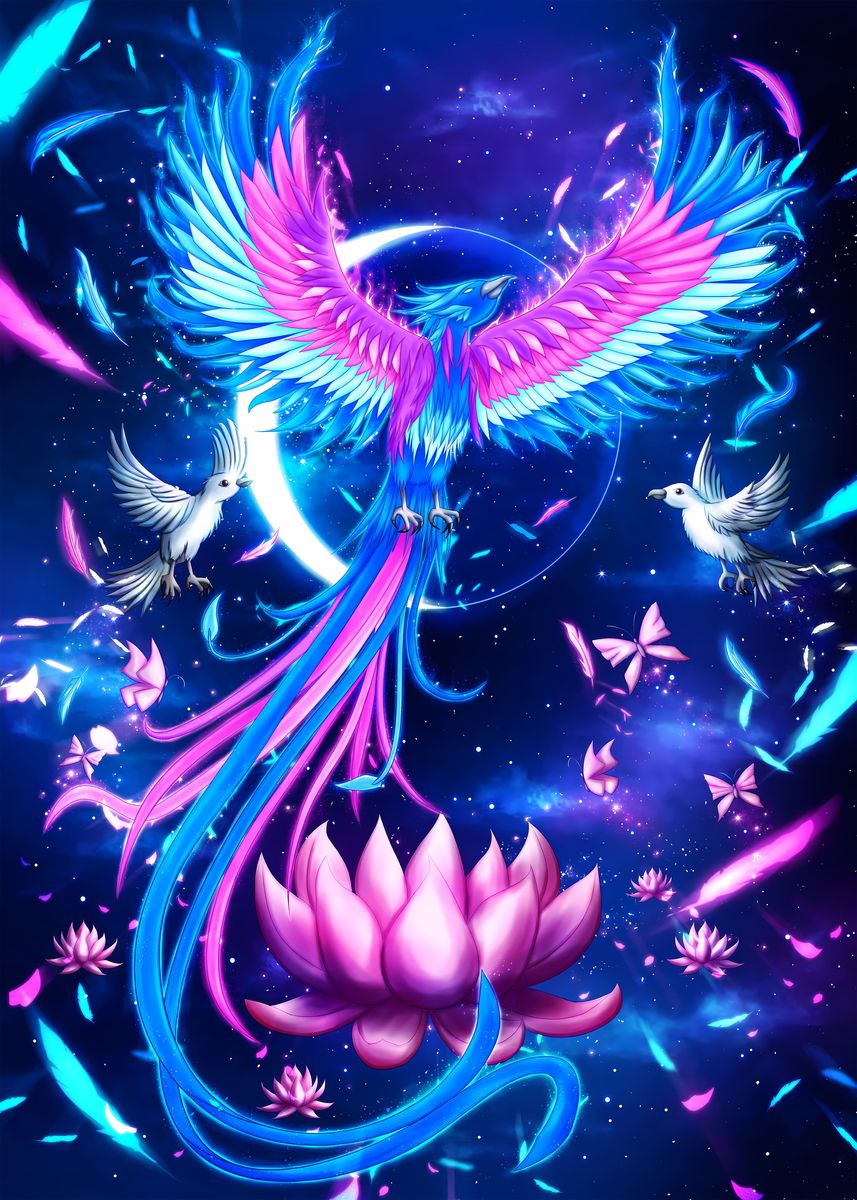'The Lotus Flower Phoenix' Poster, picture, metal print, paint by Lux ...