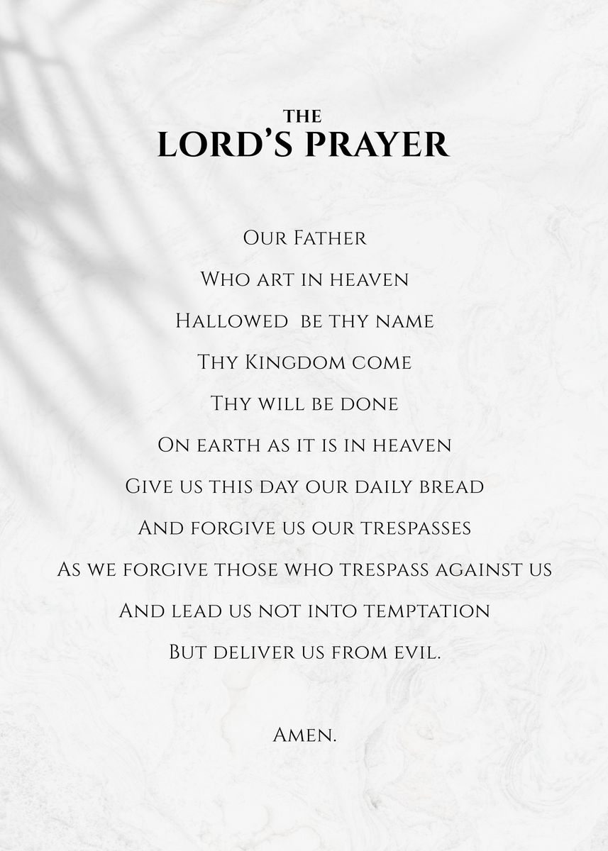 'The Lords Prayer Minimal' Poster, picture, metal print, paint by Team ...