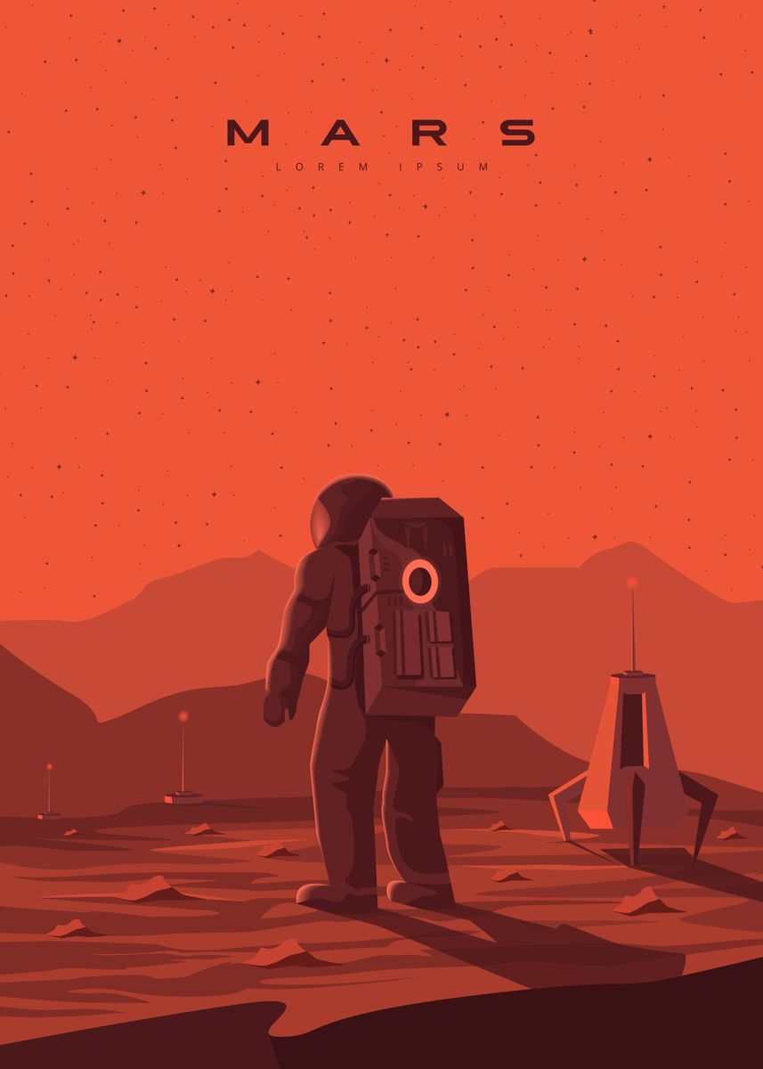 'MARS NASA Astronaut ' Poster, picture, metal print, paint by ALEX ...