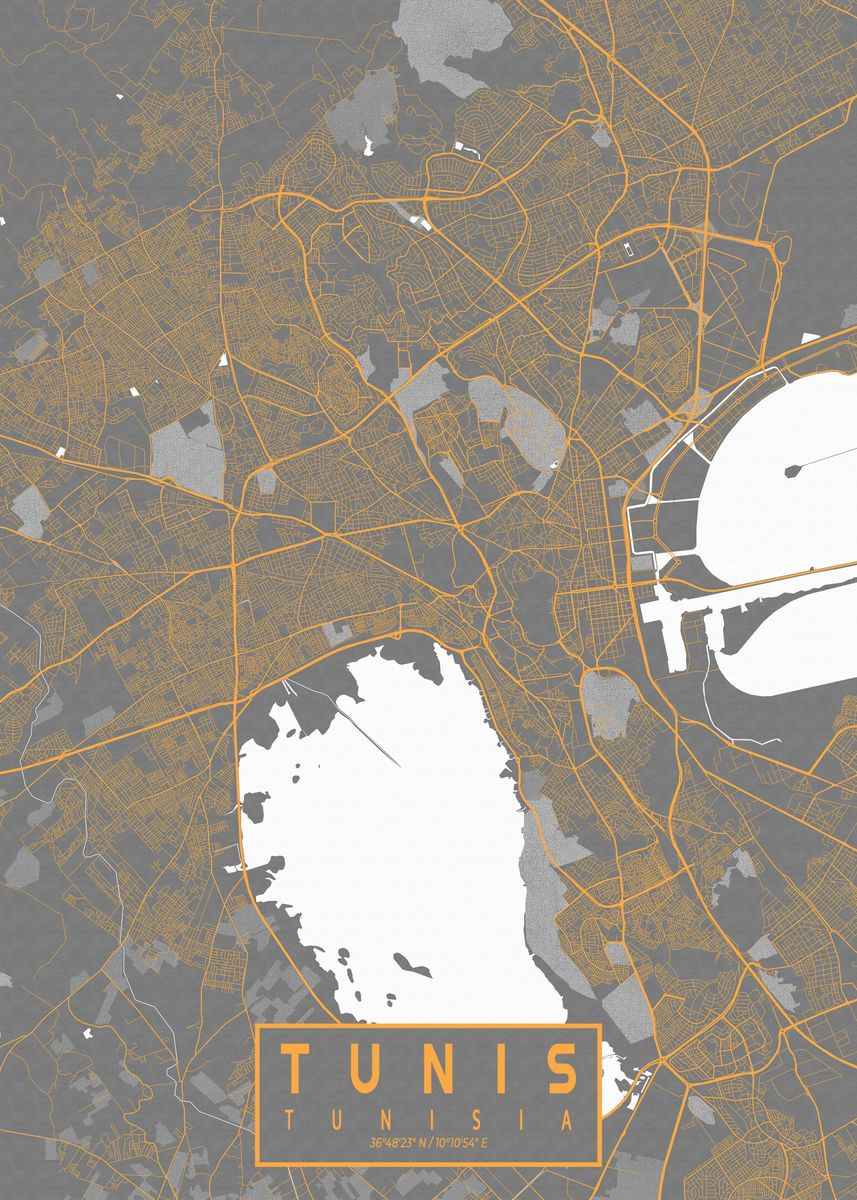 'Tunis City Map Bauhaus' Poster, picture, metal print, paint by deMAP ...