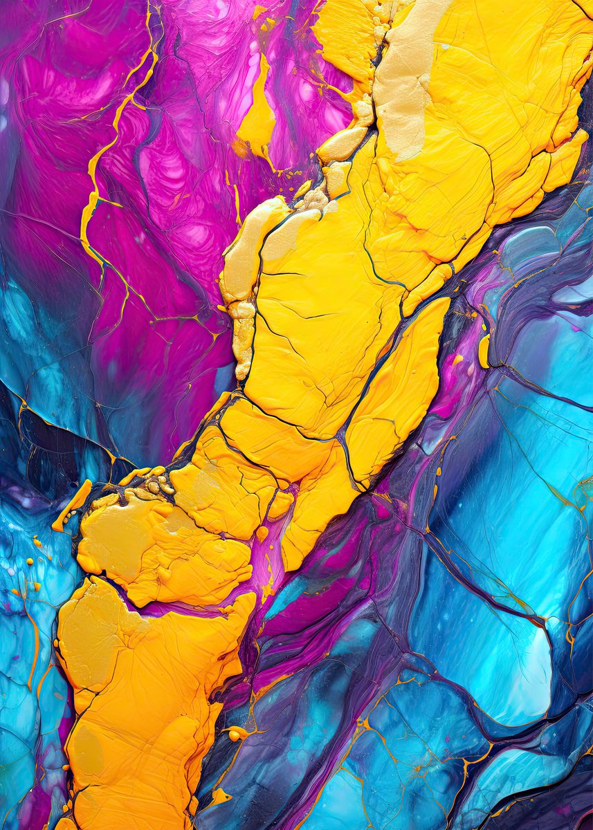 'Acrylic Paint Pour 30' Poster, picture, metal print, paint by Pixel Ink | Displate