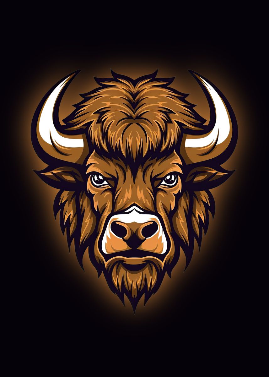 'bull mascot style' Poster, picture, metal print, paint by Grace WeberI ...